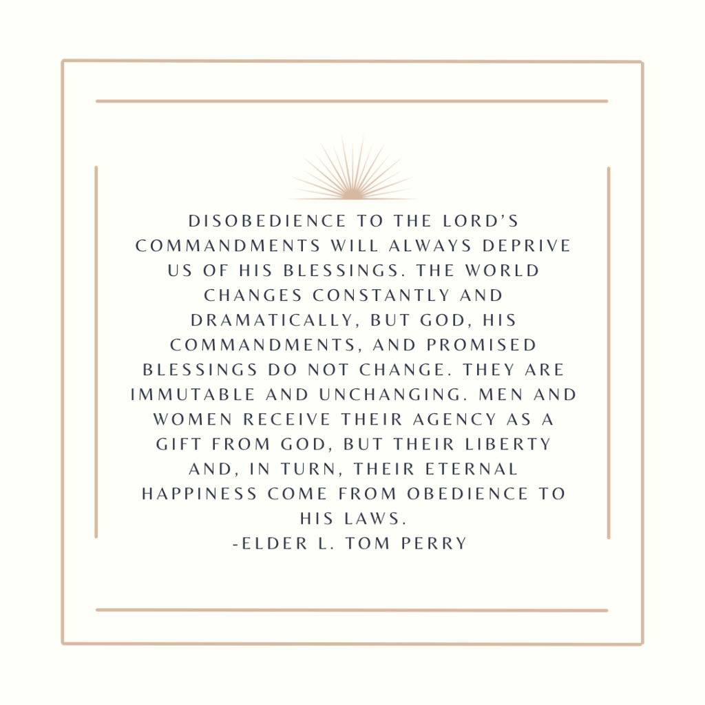 Disobedience to the Lord’s Commandments …quote by L Tom Perry – The ...